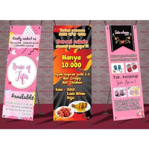 Jual - cetak paket spanduk x banner dan y banner + tiang wisuda wedding ...