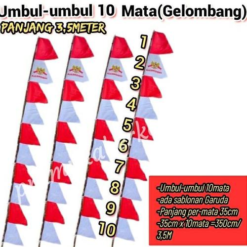 Jual - umbul-umbul garuda 10 mata - bendera agustusan - 10 gelombang ' - Merah putih - Kota ...