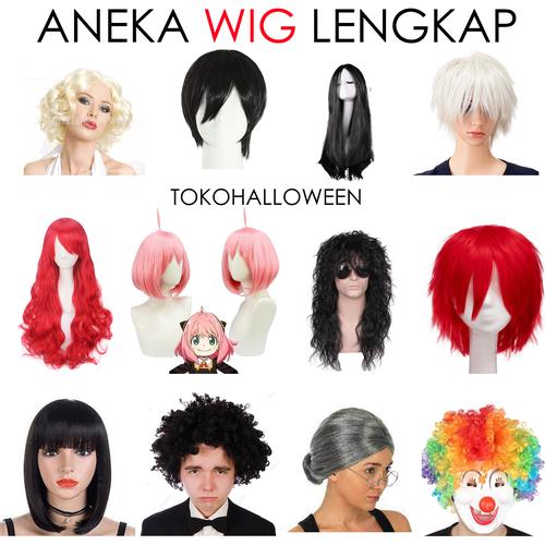 Jual wig cosplay rambut palsu anak anya kribo badut anime merah - hair ...