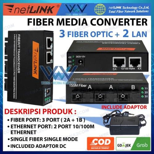 Jual Media Konverter 3 FO 2 LAN 10/100 Ethernet Fiber Optic Converter ...