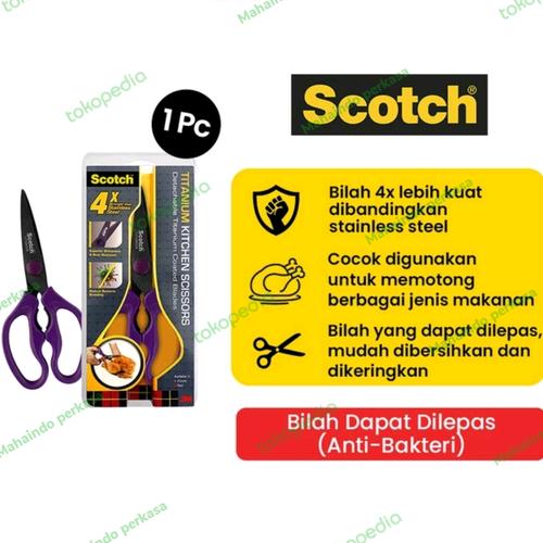 Jual Scotch 3M Gunting Dapur Titanium Kitchen Scissors KS-DT Purpel 9 ...