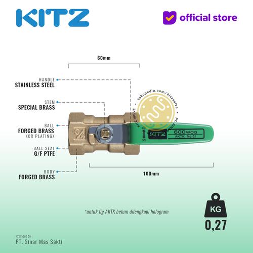 Jual Ball Valve NPT KITZ Fig. 600 AKTK , Drat Kasar NPT - 3/4" - 20mm - Jakarta Pusat - KITZ ...