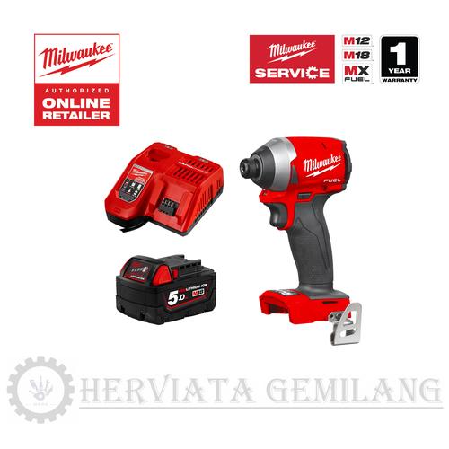 Promo Milwaukee M18 FID2 + B5 Cordless Impact Driver 1/4" with 5.0 Ah ...