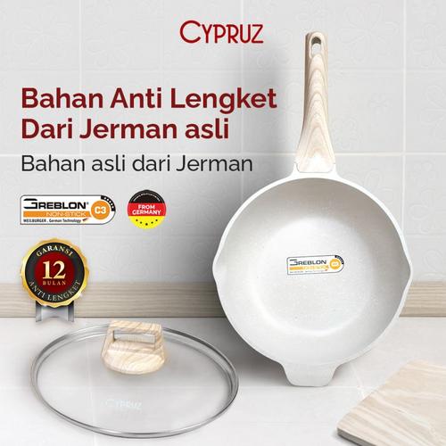 Promo CYPRUZ White Granite Diecast FP 0964 Fry Wok+Lid 24 cm - Jakarta ...