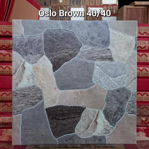 Jual Keramik lantai 40x40cm Asia Tile Type Oslo Brown Kw.3 - Tekstur ...