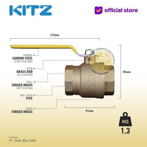 Promo Ball Valve Full Port KITZ Fig. 600 SZA , Drat / Screw - 11/2" - 40mm Cicil 0% 3x - Jakarta ...