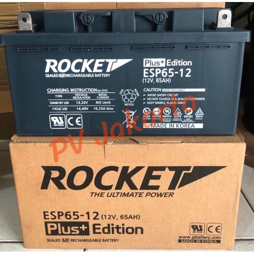 Jual Aki Rocket ESP65-12 VRLA 12V 65Ah Baterai Accu Rocket ESP 65-12 ...