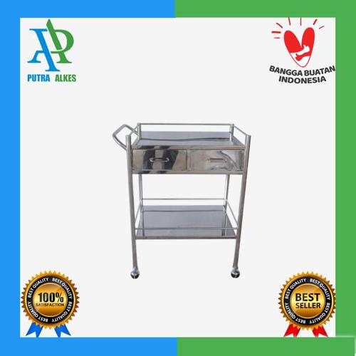 Jual Trolley Instrument 2 Susun 2 Laci Stainless Troli Instrumen 2 Rak ...