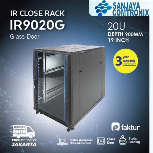 Jual Indorack IR9020G Standing Closed Rack 19" 20U Depth 900mm Glass ...