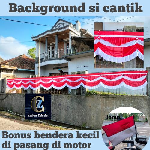 Promo Bendera Background merah putih panggung motif si cantik - 4 meter ...