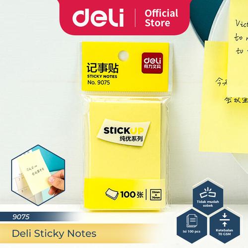 Jual Deli Sticky Notes / Memo Tempel 7.6 cm x 5.1 cm 100 Lembar 9075 ...