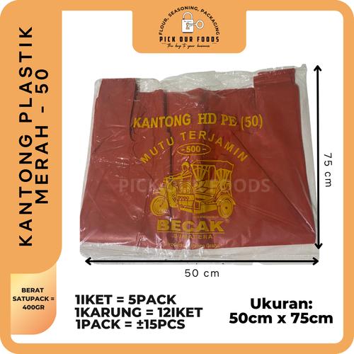 Jual Kantong Plastik Merah | Kantong Kresek Merah JUMBO ukuran 50 - 50 ...