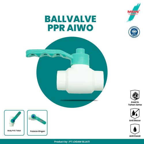 Jual AIWO Ballvalve / Stop Kran PPR PUTIH Handle Besi Karet+Bola besi ...