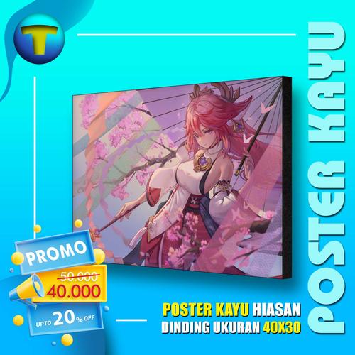 Jual Genshin Impact Yae Miko Poster Kayu Hiasan Dinding Wall Decor ...