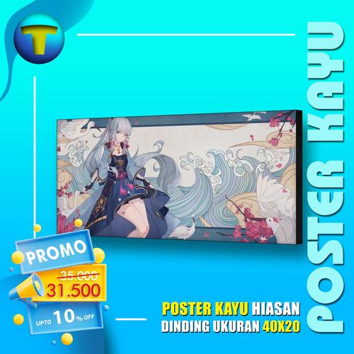 Jual Kamisato Ayaka Genshin Impact Poster Dinding Kayu Gaming Room ...