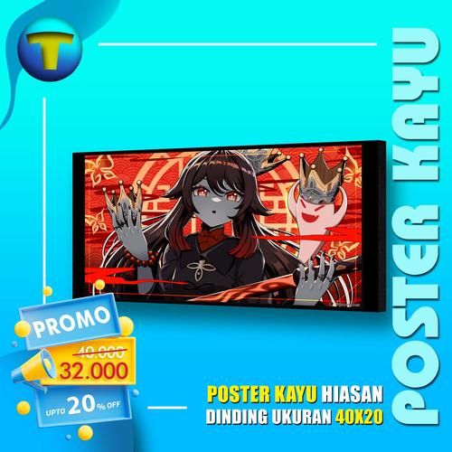 Jual Hu Tao Genshin Impact Poster Kayu Hiasan Dinding Gaming Room ...