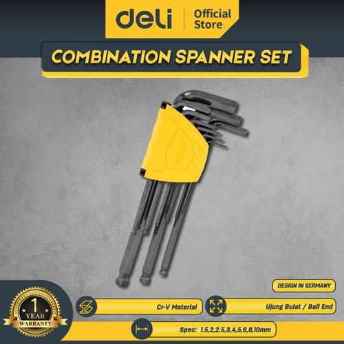 Promo Deli Hex Key Sets / Set Kunci L 9 Pcs 1.5-10mm Cr-V Hitam ...