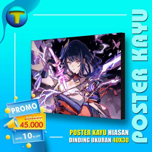 Jual Genshin Impact Raiden Shogun Poster Dinding Kayu Hiasan Dinding ...