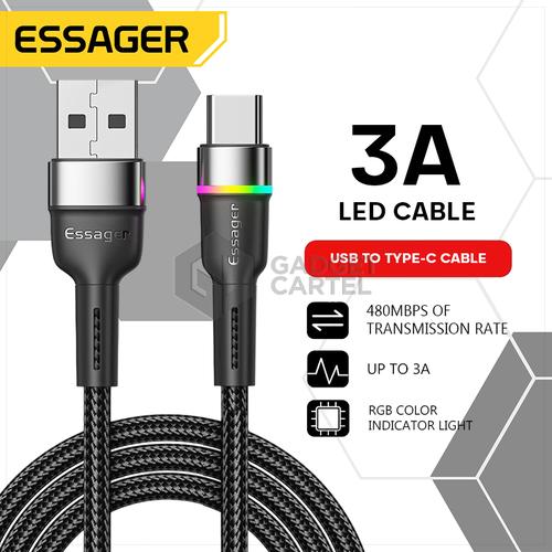 Jual KABEL ESSAGER LED COLORFUL MICRO USB TYPE-C LIGHTNING FAST ...