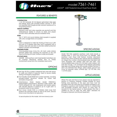 Jual HAWS 7361 - 7461 AXION MSR Eye Wash Pedestal Mounted Original ...