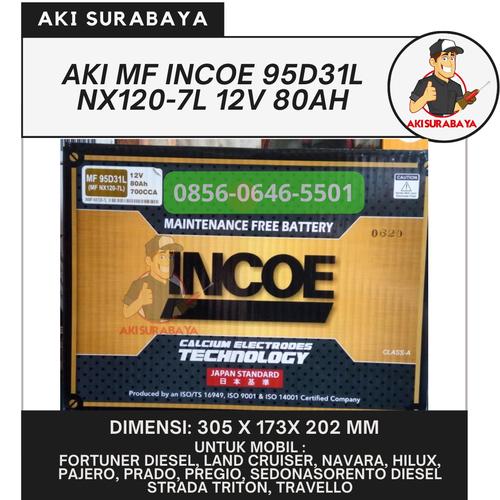 Jual Accu Incoe MF NX120-7L 95D31L Mobil Fortuner Diesel Pajero - Kota ...