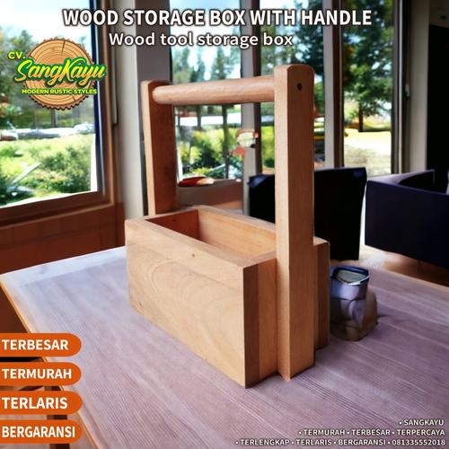 Jual Wooden Tool carrier Multifunction box carrier rustic storage box ...