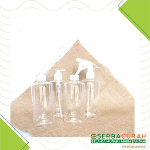 Jual Botol Plastik 500 ml Bening + Tutup/Pump/Sprayer - Botol+Sprayer ...