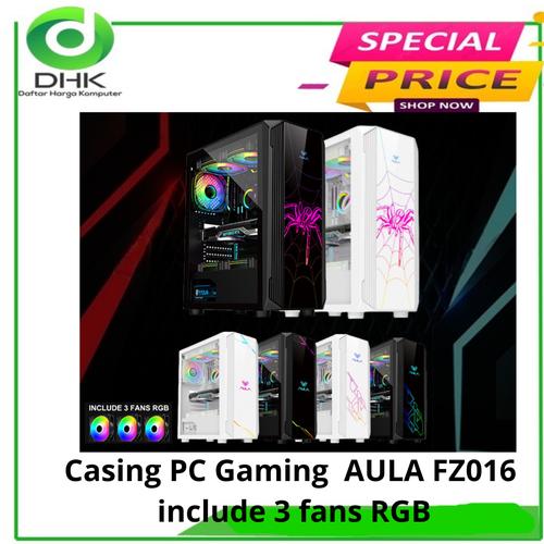 Jual Casing PC Gaming AULA FZ016 include 3 fans RGB - FZ016A-WHITE ...