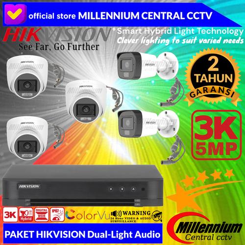 Promo PAKET CCTV HIKVISION 5CH 5MP AUDIO/SUARA LENGKAP TINGGAL PASANG - PAKET TANPA HDD Cicil 0% ...