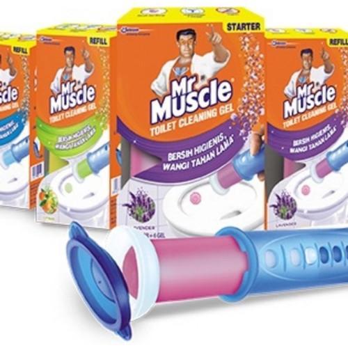 Jual PEMBERSIH PENGHARUM MR MUSCLE TOILET CLEANING GEL STARTER ALAT + 6 ...
