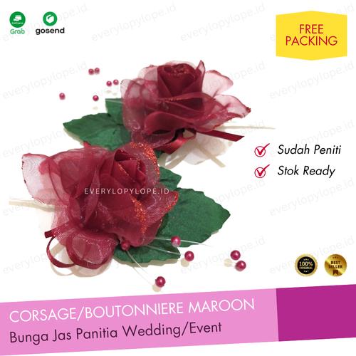 Jual Corsage Pin Jas Korsase Bros Panitia Bunga Dada Warna Merah Daun ...