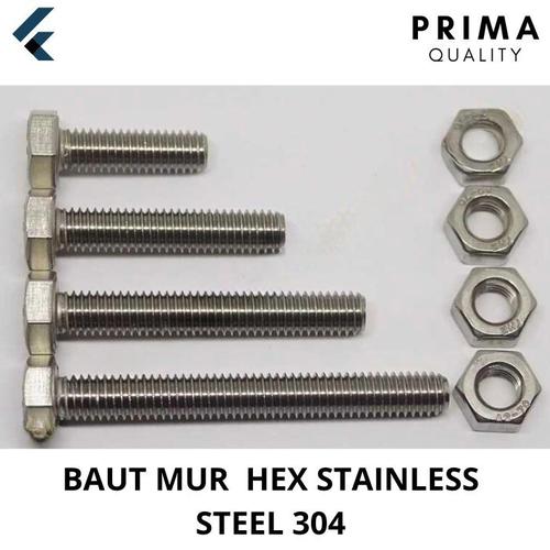 Jual Baut Mur Stainless 304 M12 x 25mm Full Drat - Jakarta Barat - Primaquality | Tokopedia