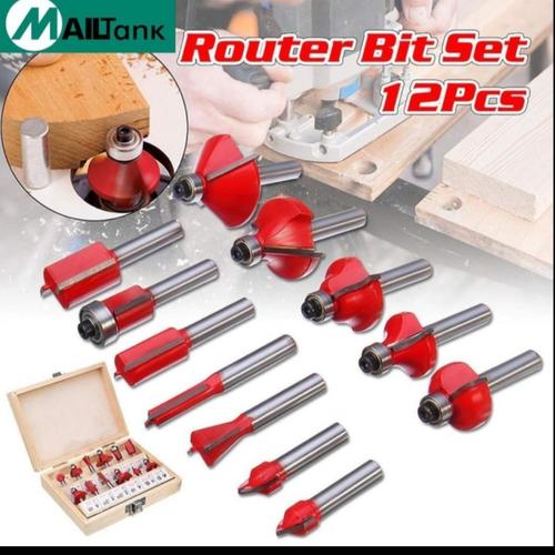 Jual Mata Profil Kayu Router Trimmer Bit Set 12 Pcs Mailtank SH121 ...