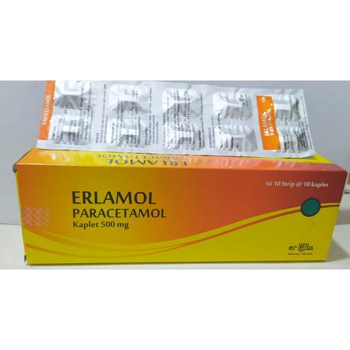 Jual ERLAMOL KAPLET 500 MG PER STRIP 10 TABLET (TURUN DEMAM PARACETAMOL ...
