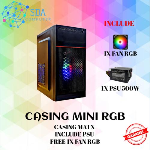 Jual CASING GAMING MINI MATX FREE 1FAN RGB WITH PSU 500W - Kota ...