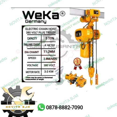 Jual ELECTRIC CHAIN HOIST 5 TON X 6 METER WITH TROLLEY WEKA GERMANY ...