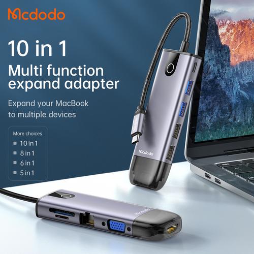 Jual HUB USB Type C To HDMI 4K USB3.0 VGA SD Card Lan PD 100W MCDODO - HU-1430 5in1 - Kab ...