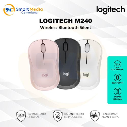 Jual Logitech M240 Mouse Wireless Bluetooth Silent Click - White - Kota ...