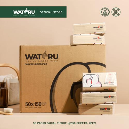 Promo Wateru Natural Bamboo Tissue / Tisu Bambu - Facial 150s, 50 pack ...