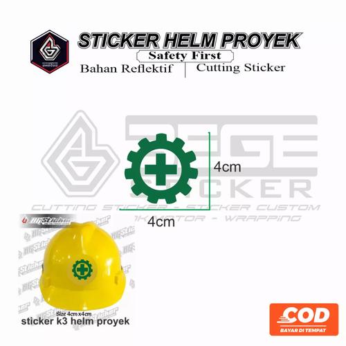 Jual Sticker Helm proyek K3 safety first reflektif size 4cm - Hijau ...