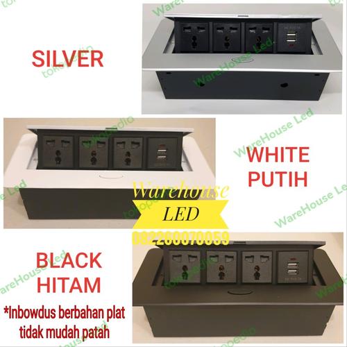 Jual Stop Kontak Meja isi 3 STOPKONTAK Multi 3pin + 2 USB CHARGER PUTIH ...