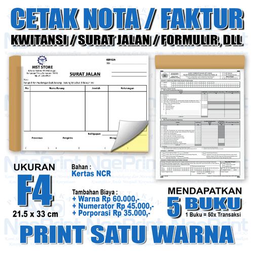 Jual Cetak Formulir, Surat Jalan, Faktur, Bon Kwitansi | Uk. 1 Folio ...