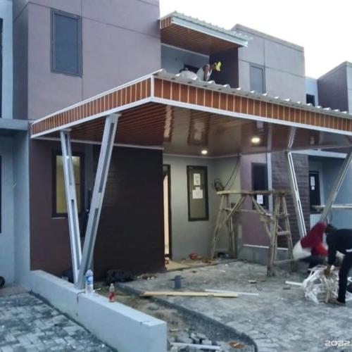 Jual Kanopi rangka baja ringan zincalume atap spandek plafon pvc mewah ...