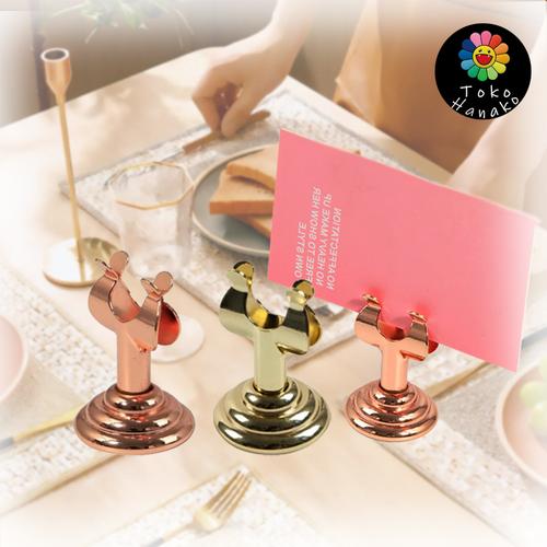 Jual Emas Stand Card Holder /Table Number Menu /Tiang Nomor Stainless ...
