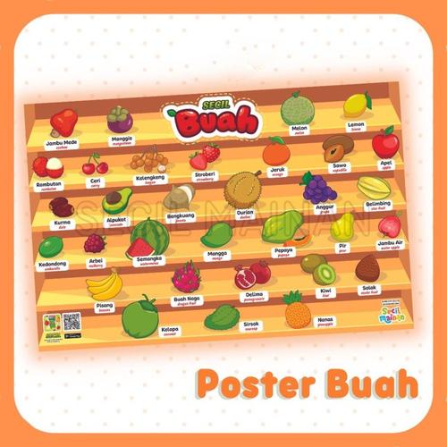 Jual Poster Buah buahan anak / poster belajar mengenal buah buahan tk ...