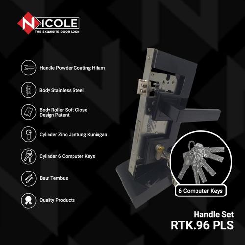 Promo Kunci Pintu Misah / Handle Rosette / Gagang Pintu Set Hitam RTK.96 PLS - cylinder biasa ...