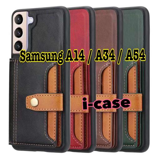Jual Case Samsung Galaxy A14 | A34 | A54 5G Slot Card Leather SoftCase ORI - Merah, A34 5G ...