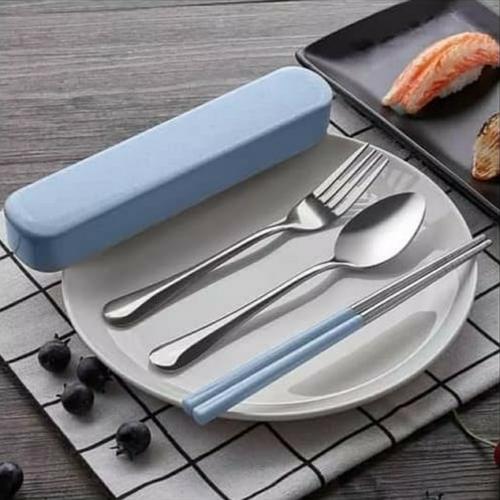 Jual Sendok Garpu Sumpit Box set / Spoon Travel Set Stainless Sendok ...
