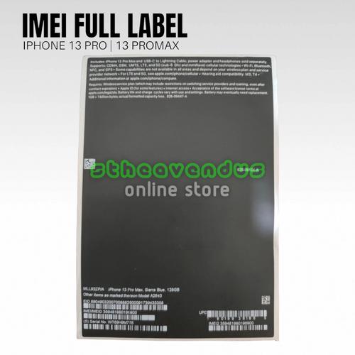 Jual CETAK STICKER STIKER IMEI FULL LABEL KAPASITAS 13 / 13 PRO /13 ...