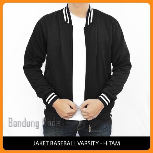 Jual Jaket Baseball Polos Hitam Lengan Merah | Jaket Varsity Polos ...
